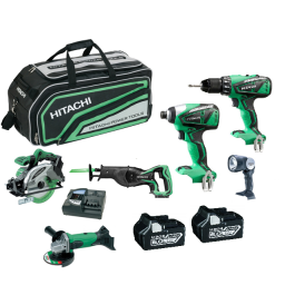 Hitachi KC18DBEL6PCE 18V 6.0Ah Li-ion Cordless 6pce Combo Kit
