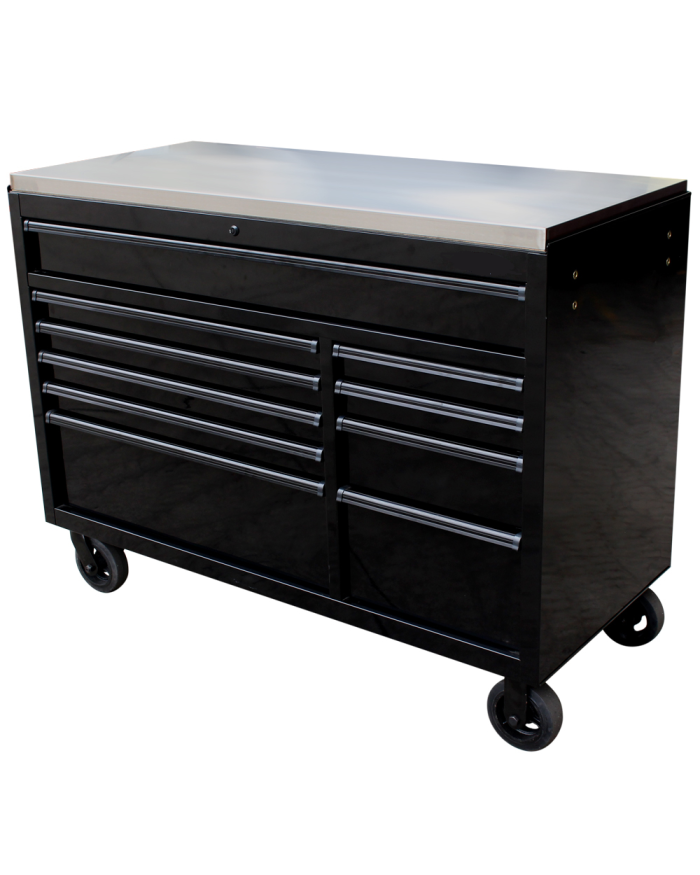 Industrial XS 54 14 Drawer Widebody Roller Tool Cabinet With Stainless Steel Top Black